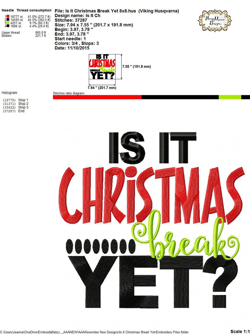 Machine Applique Embroidery Design is It Christmas Break - Etsy