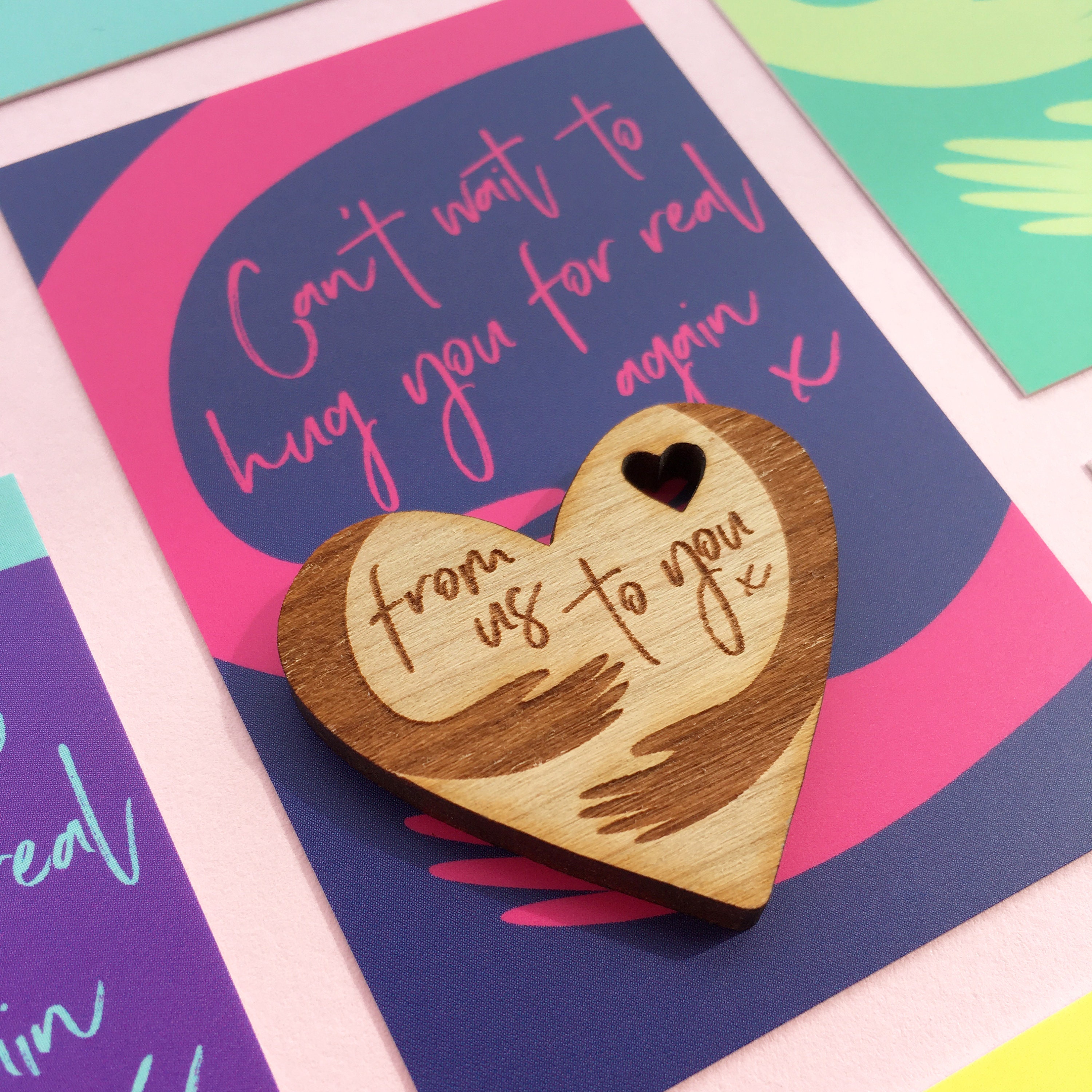 From Us to You Hug Magnet Wooden Engraved Hug Heart Magnet | Etsy