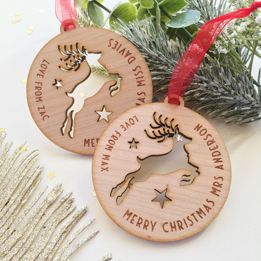 Christmas Gift for Teacher - Merry Christmas Teacher Rudolph Wooden ...