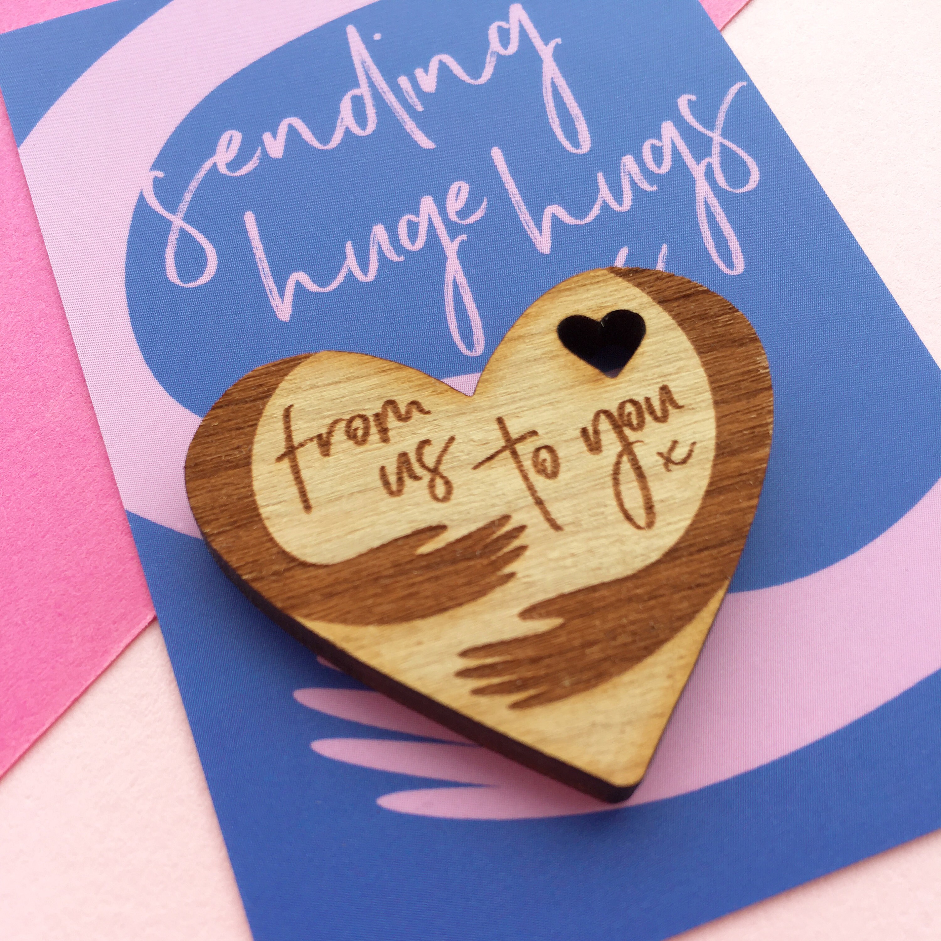 From Us to You Hug Magnet Wooden Engraved Hug Heart Magnet - Etsy