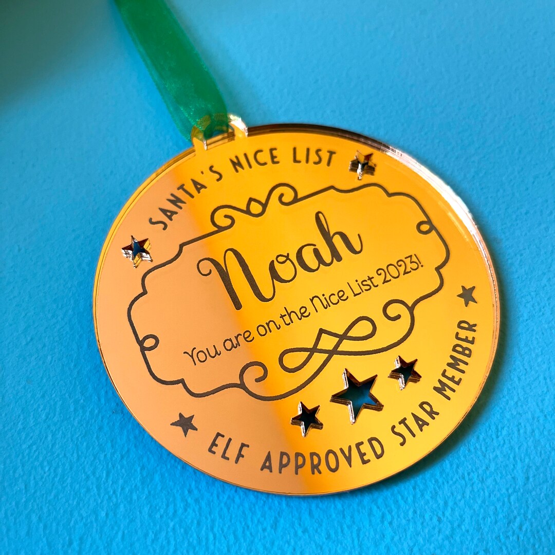 Personalised Santa's Nice List Bauble: Engraved Christmas Tree ...