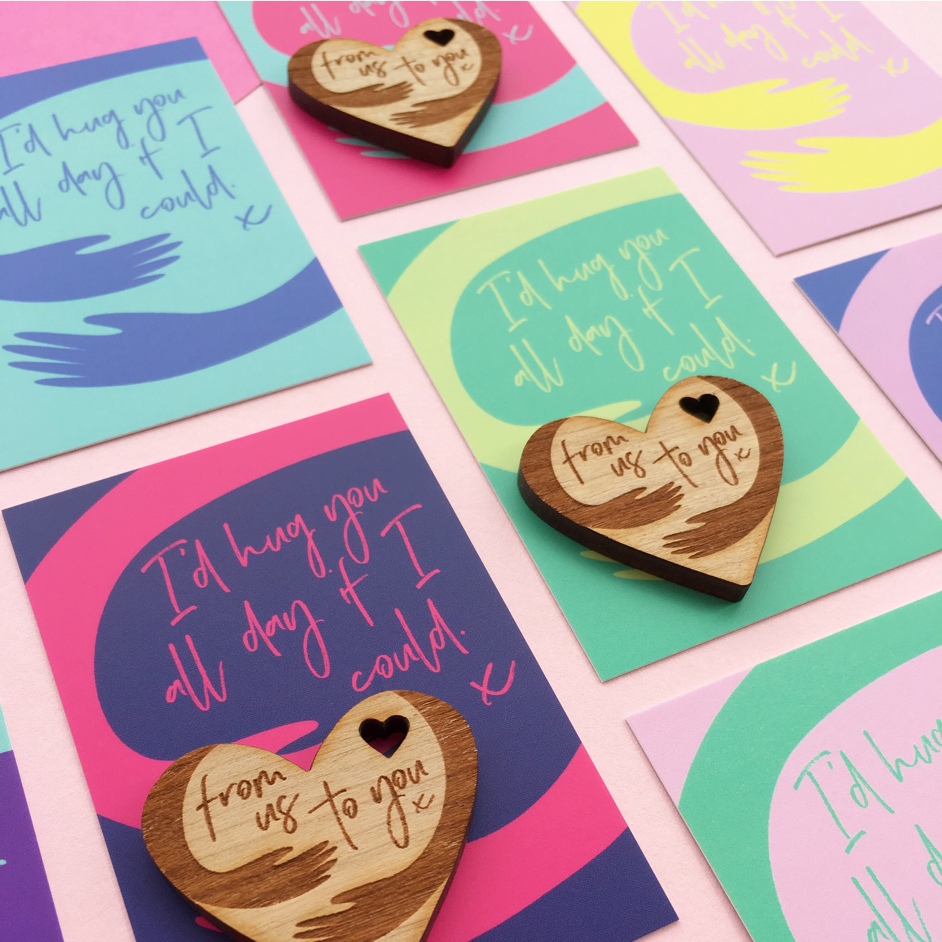 From Us to You Hug Magnet Wooden Engraved Hug Heart Magnet - Etsy