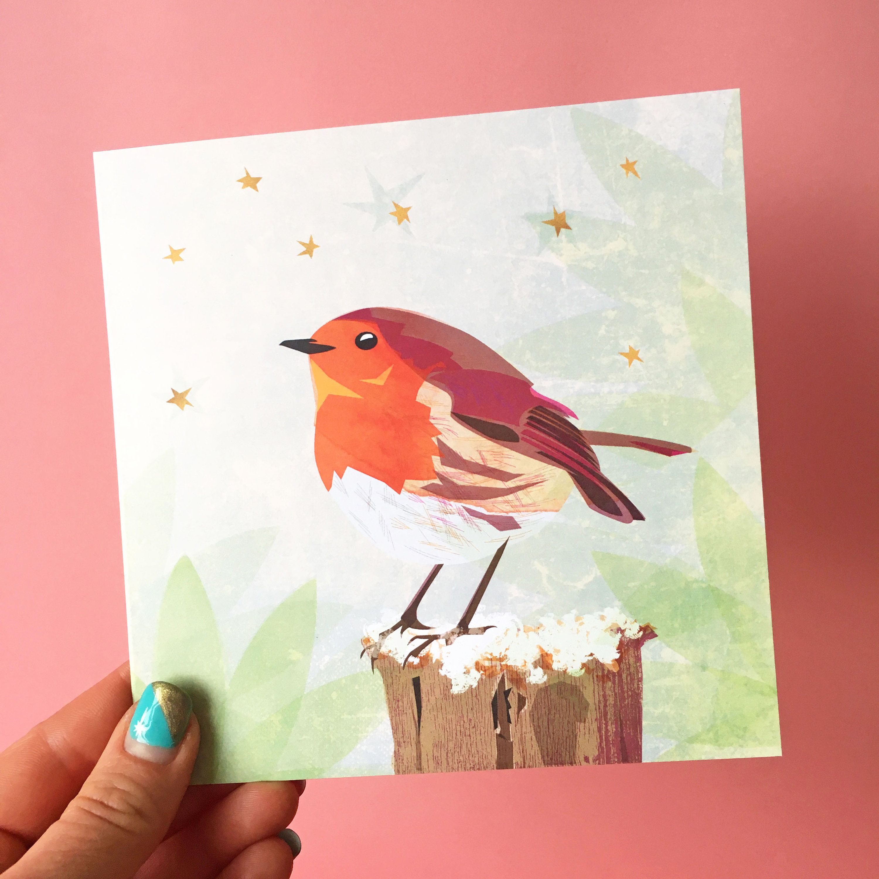 Illustrated Seasonal Robin Bird Christmas Holiday Card | Etsy