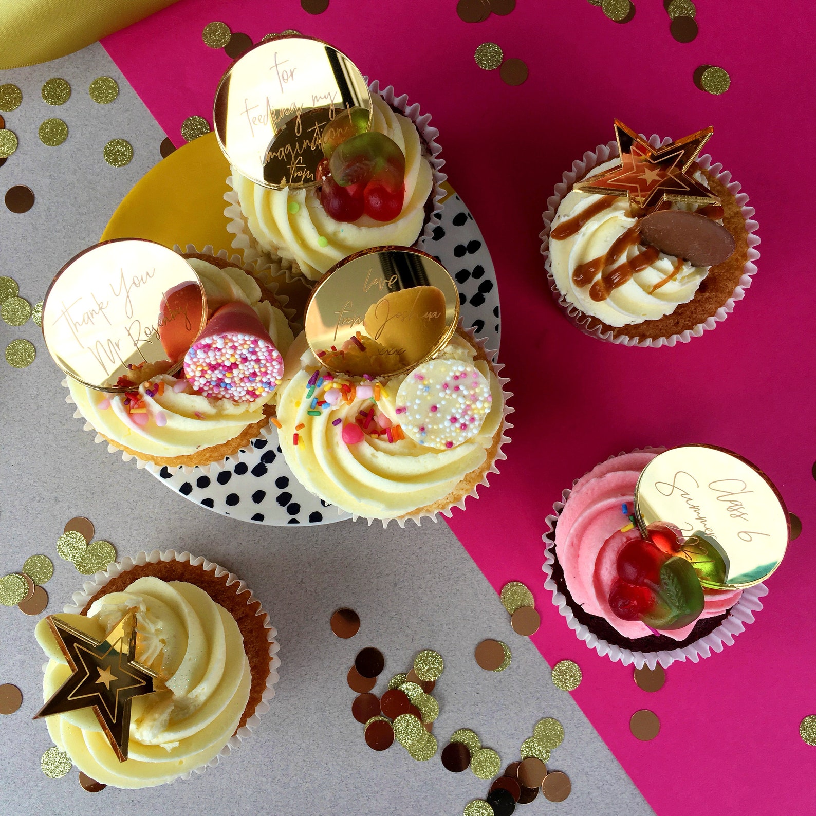 Thank You Teacher Personalised Cupcake Toppers Set of Four | Etsy