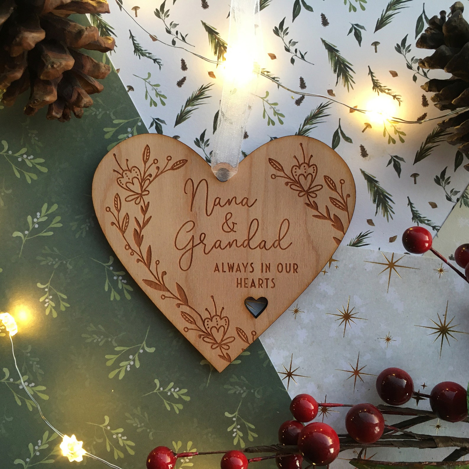 In Memory Heart Wooden Ornament Christmas Tree Gift - Etsy