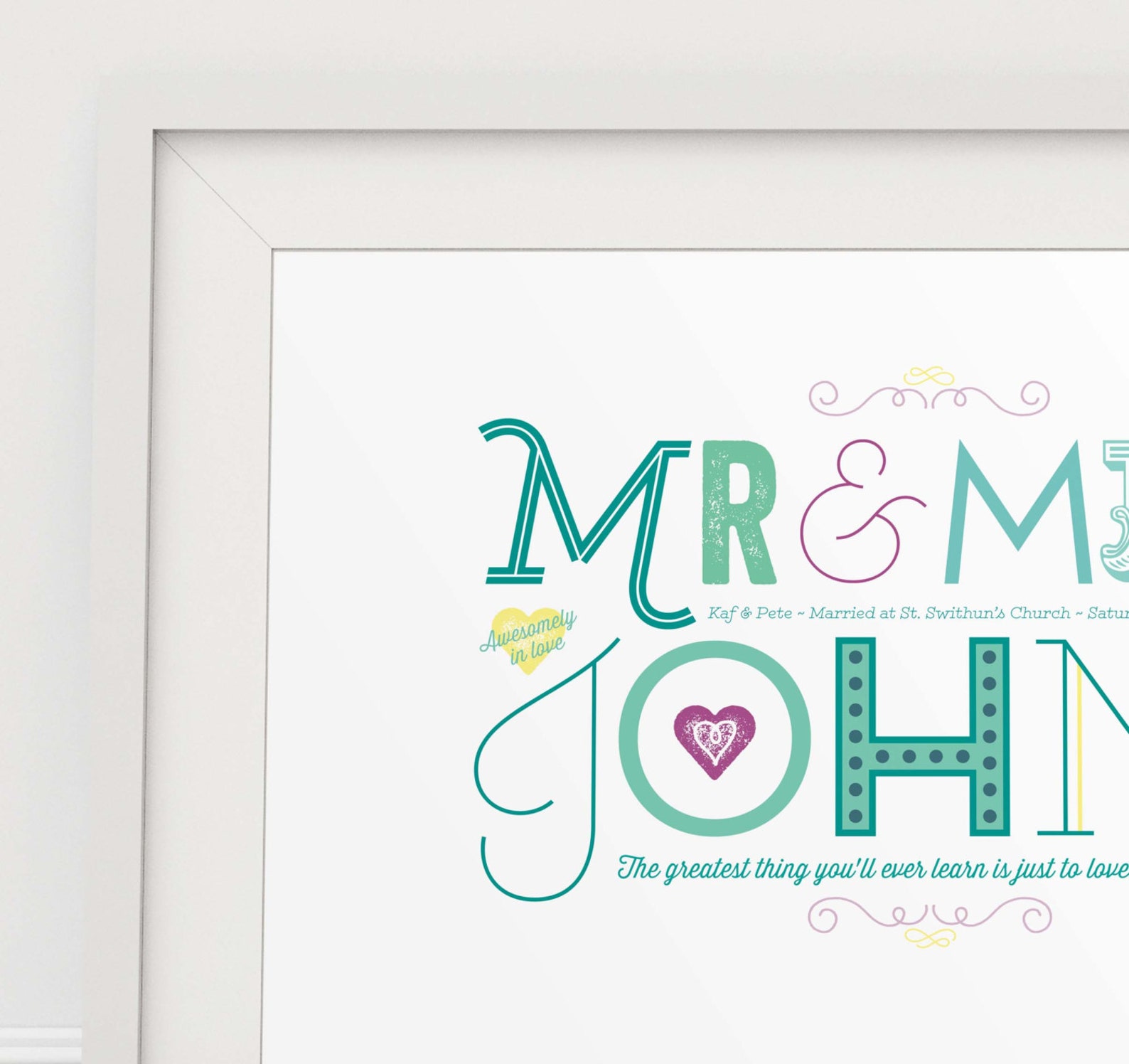 Personalised Typographic Wedding Day Print UNFRAMED Unique - Etsy