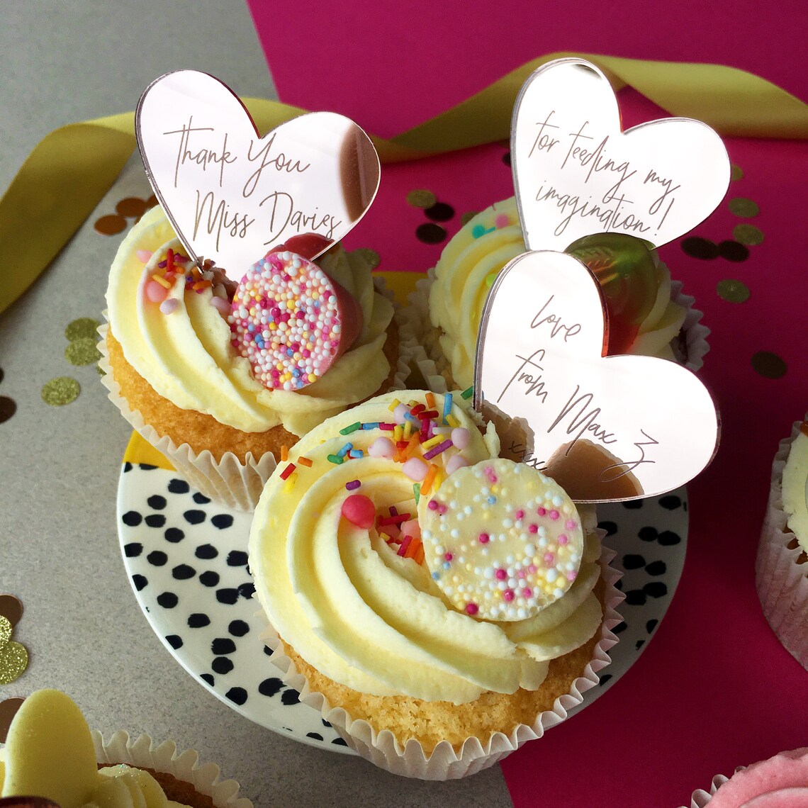 Thank You Teacher Personalised Cupcake Toppers Set of Four | Etsy