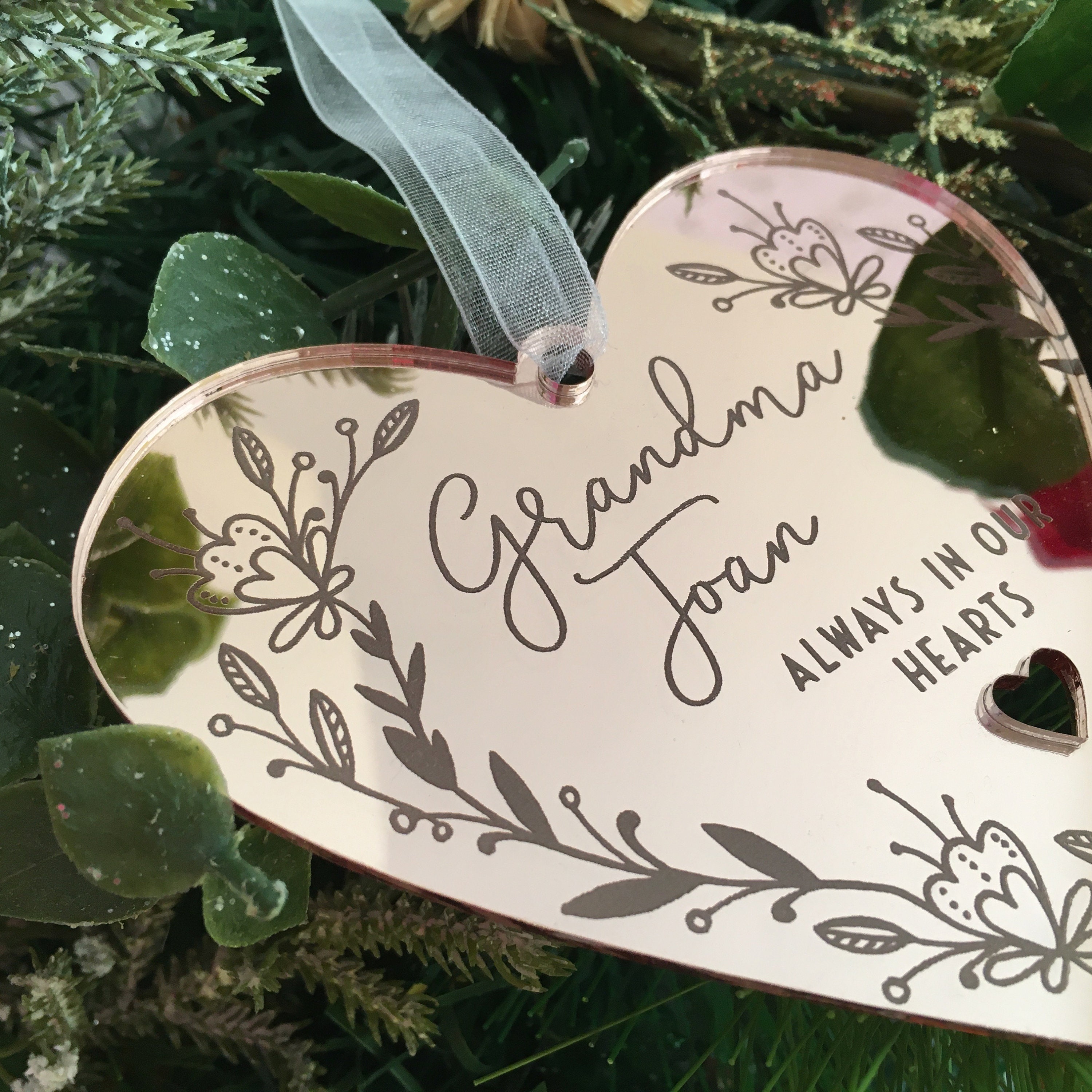 In Memory Heart Glass Ornament, Christmas Tree Gift,Luxury Personalised ...