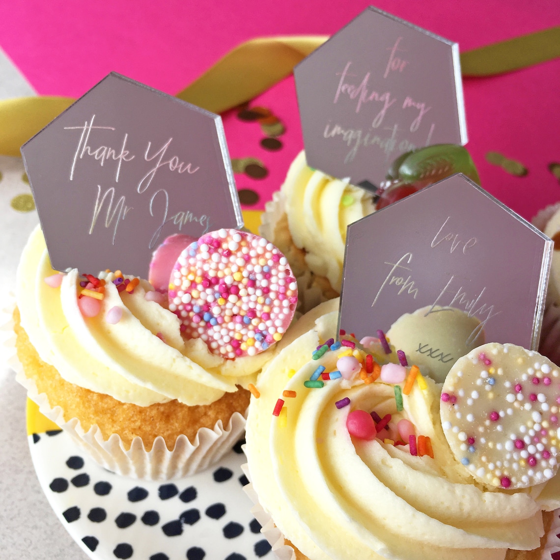 Thank You Teacher Personalised Cupcake Toppers Set of Four | Etsy