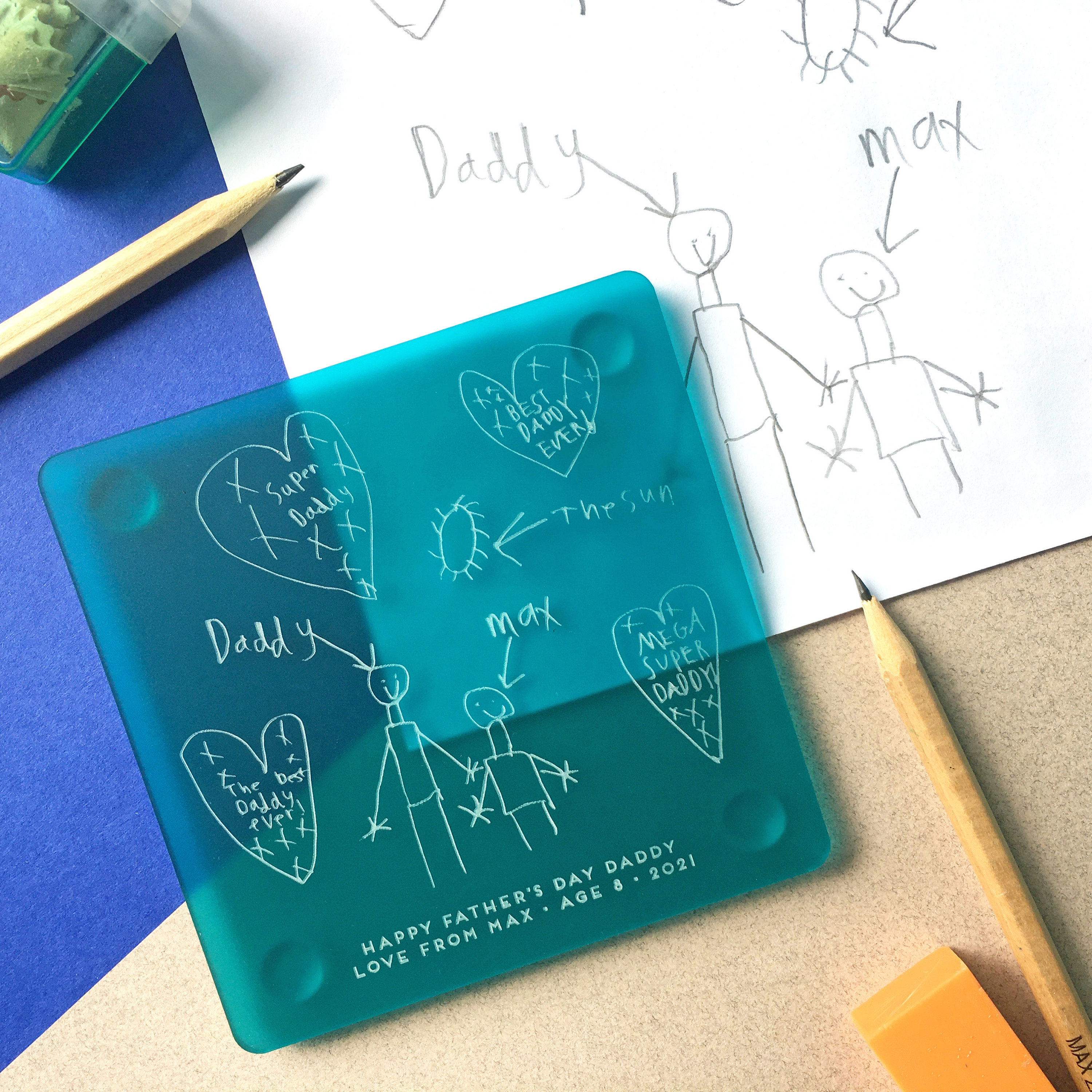 Your Child's Drawing Personalised Engraved Perspex - Etsy