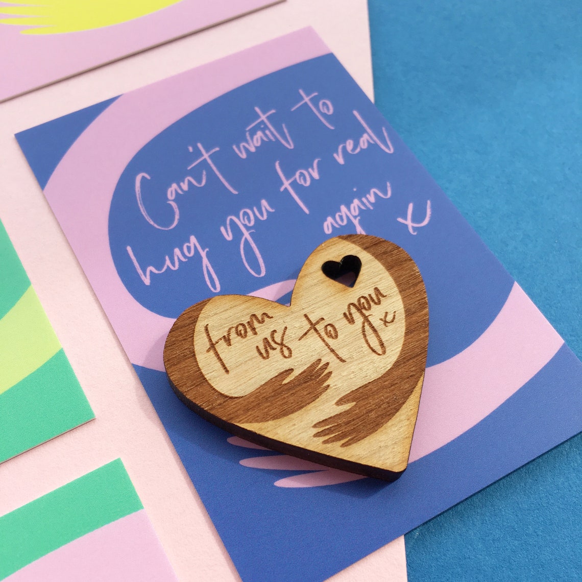 From Us to You Hug Magnet Wooden Engraved Hug Heart Magnet | Etsy