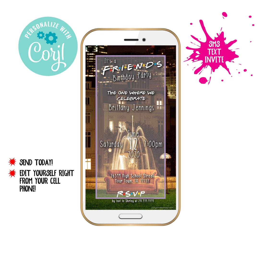 Friends Tv Show Birthday Party Invitations, Digital Invitations ...