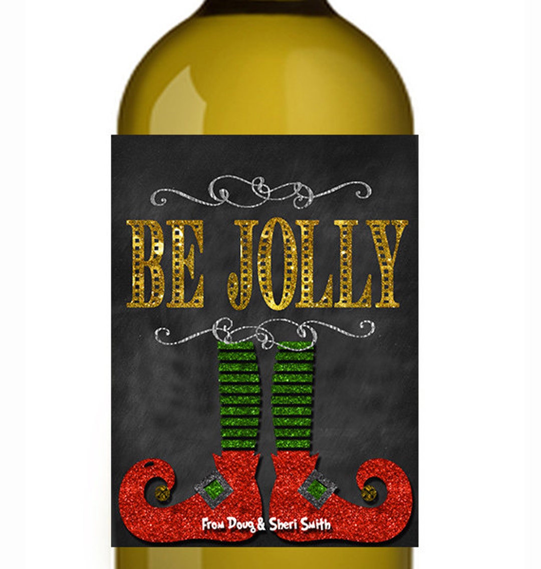 Be Jolly Christmas Wine Label, Custom Wine Label, Christmas Wine Label ...