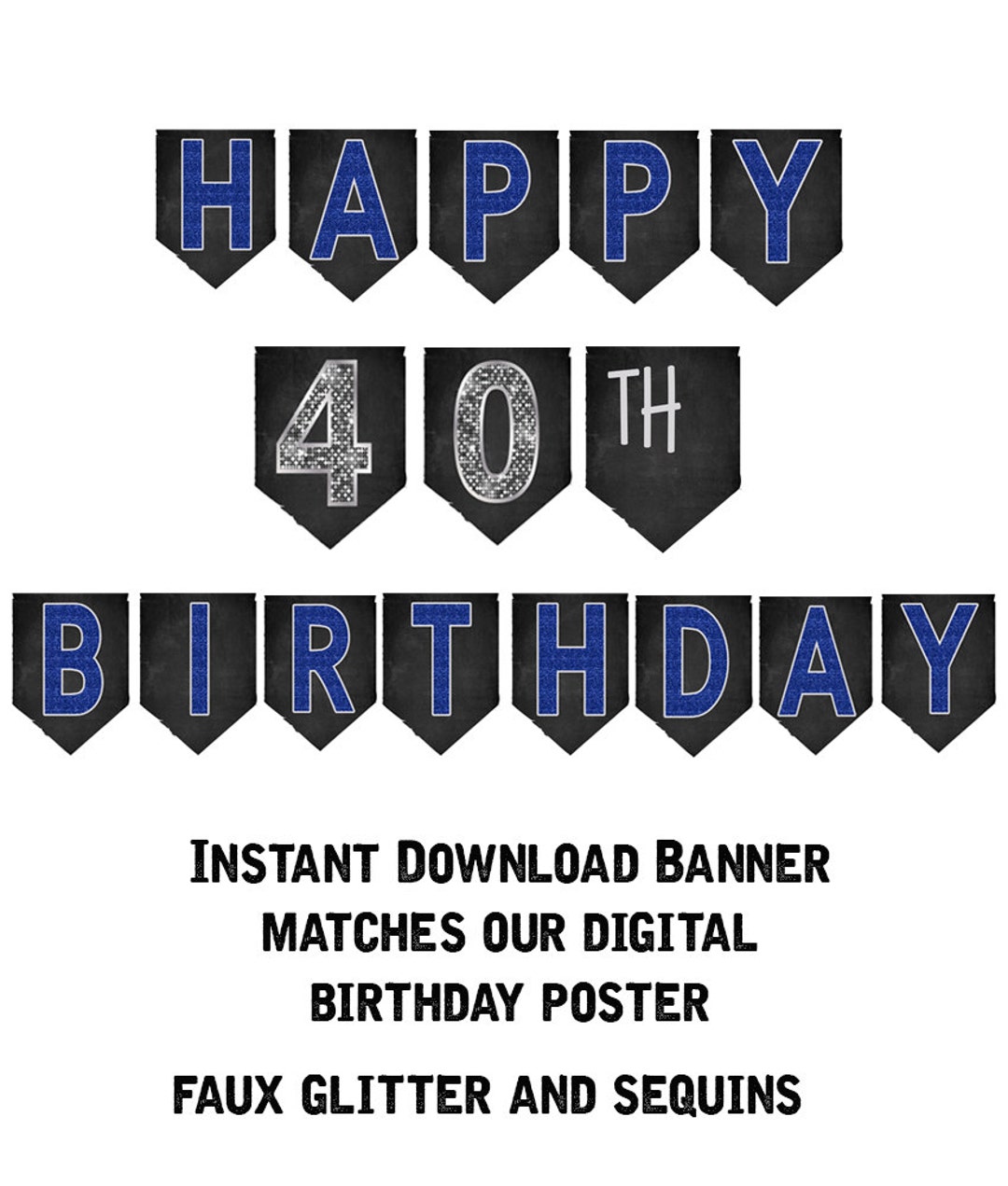 40th Birthday Banner, 40th Birthday Party Decorations, Printable 40th ...