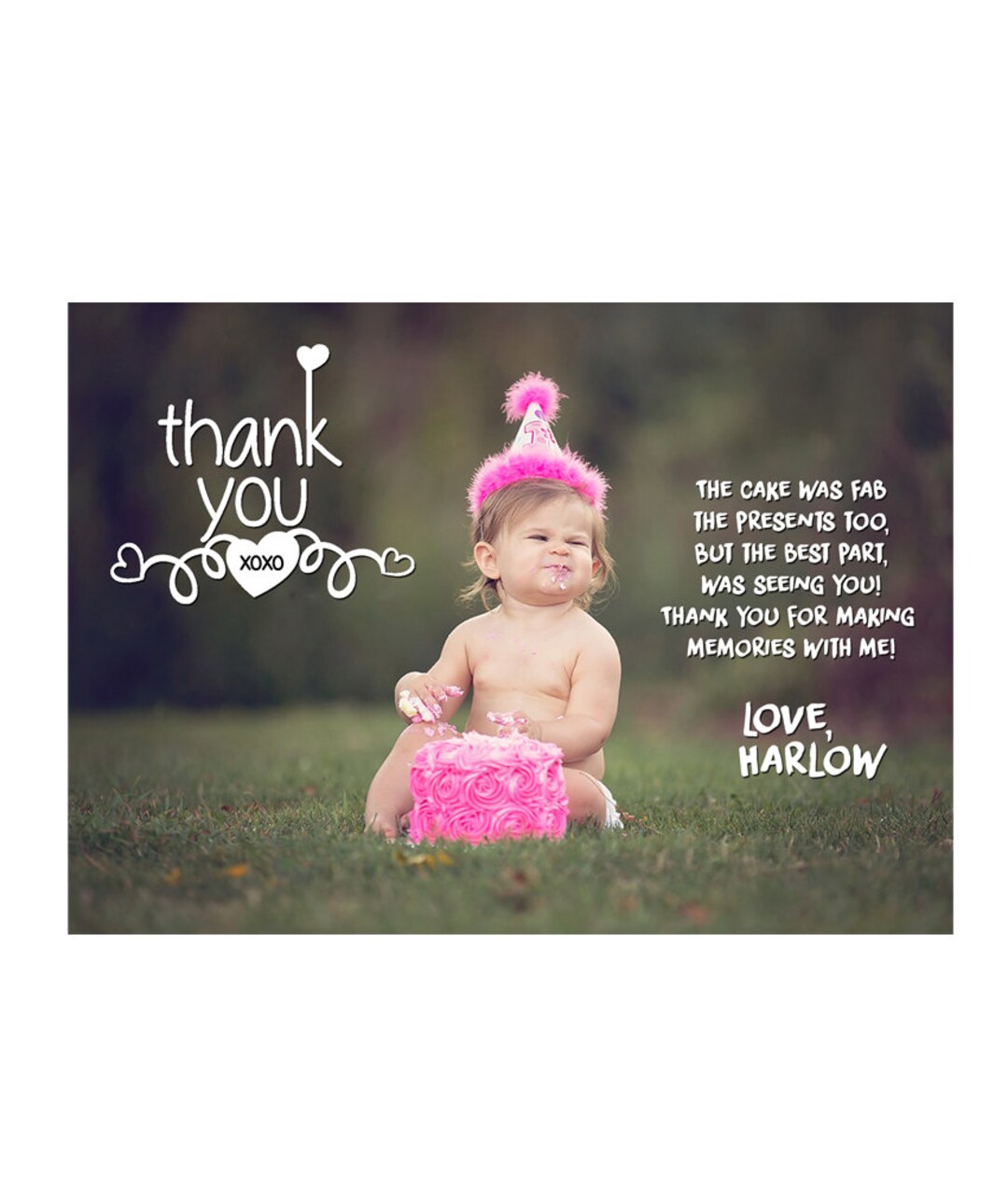 First Birthday Thank You Card Custom Thank You Card Photo - Etsy