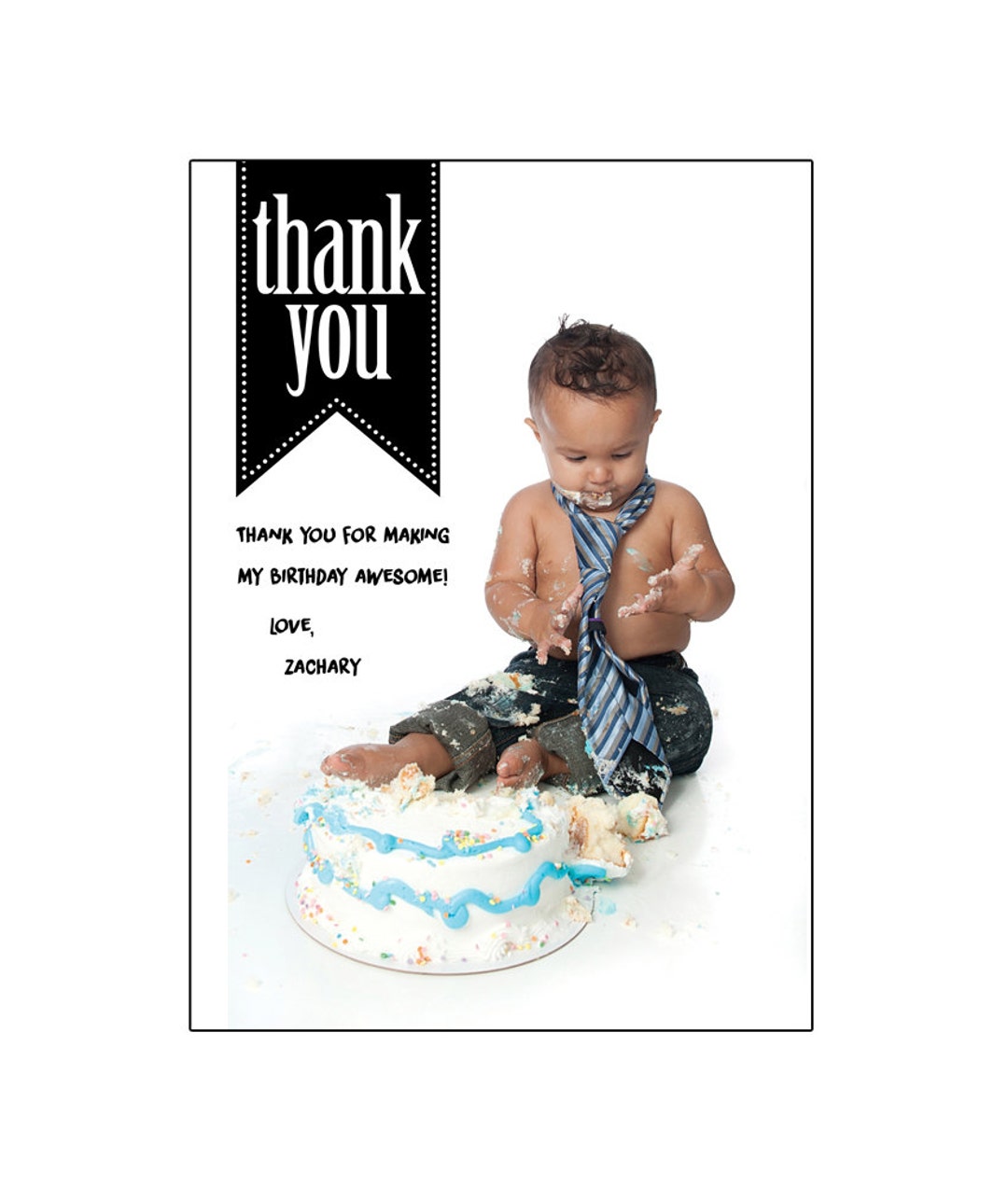Buy First Birthday Thank You Card, Custom Thank You Card, Photo Thank ...