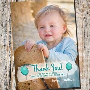 First Birthday Thank You Card, Custom Thank You Card, Photo Thank You ...