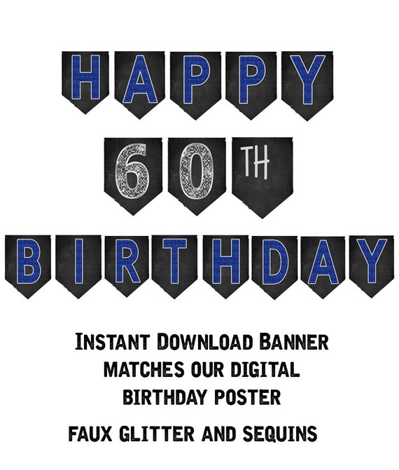 60th Birthday Banner 60th Birthday Party Decorations 60th - Etsy