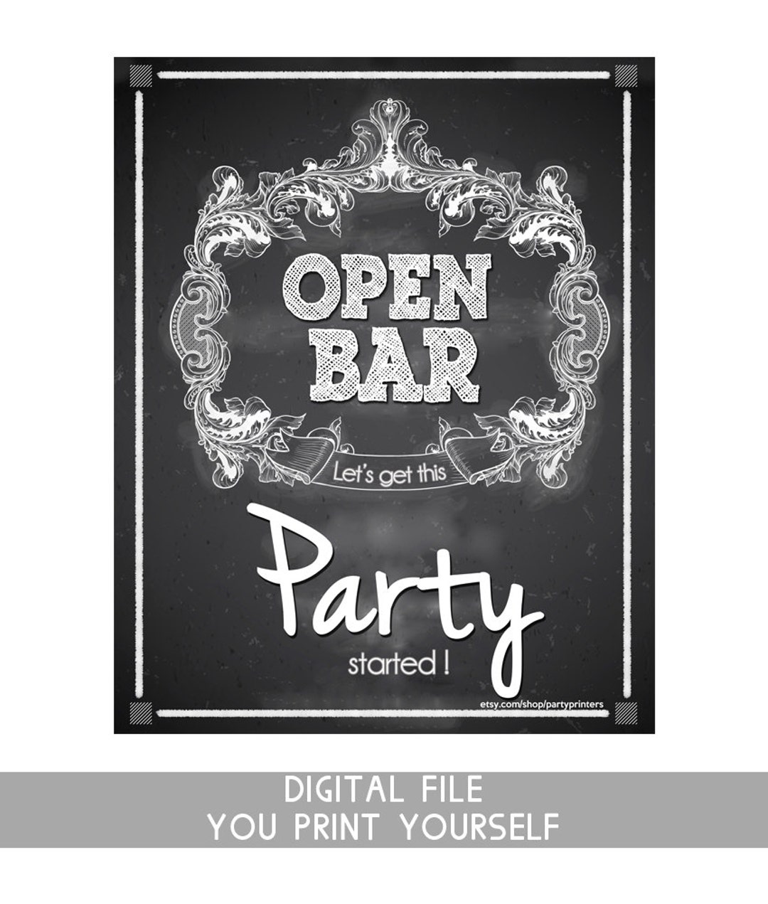 Wedding Bar Sign, Chalkboard Open Bar Poster, Chalkboard Open Bar Sign ...