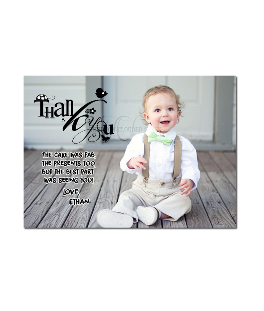 First Birthday Thank You Card, Custom Thank You Card, Photo Thank You ...