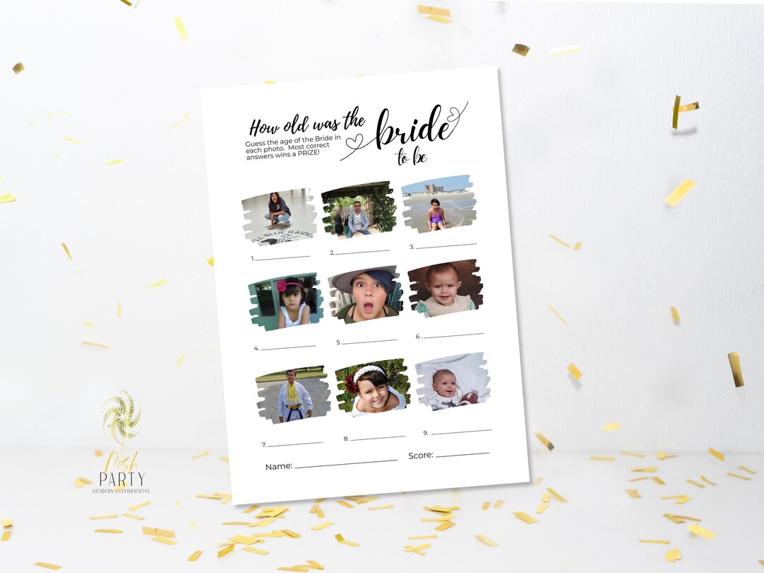 Editable Bridal Shower Game, "how Old Was the Bride?" Template, Boho ...