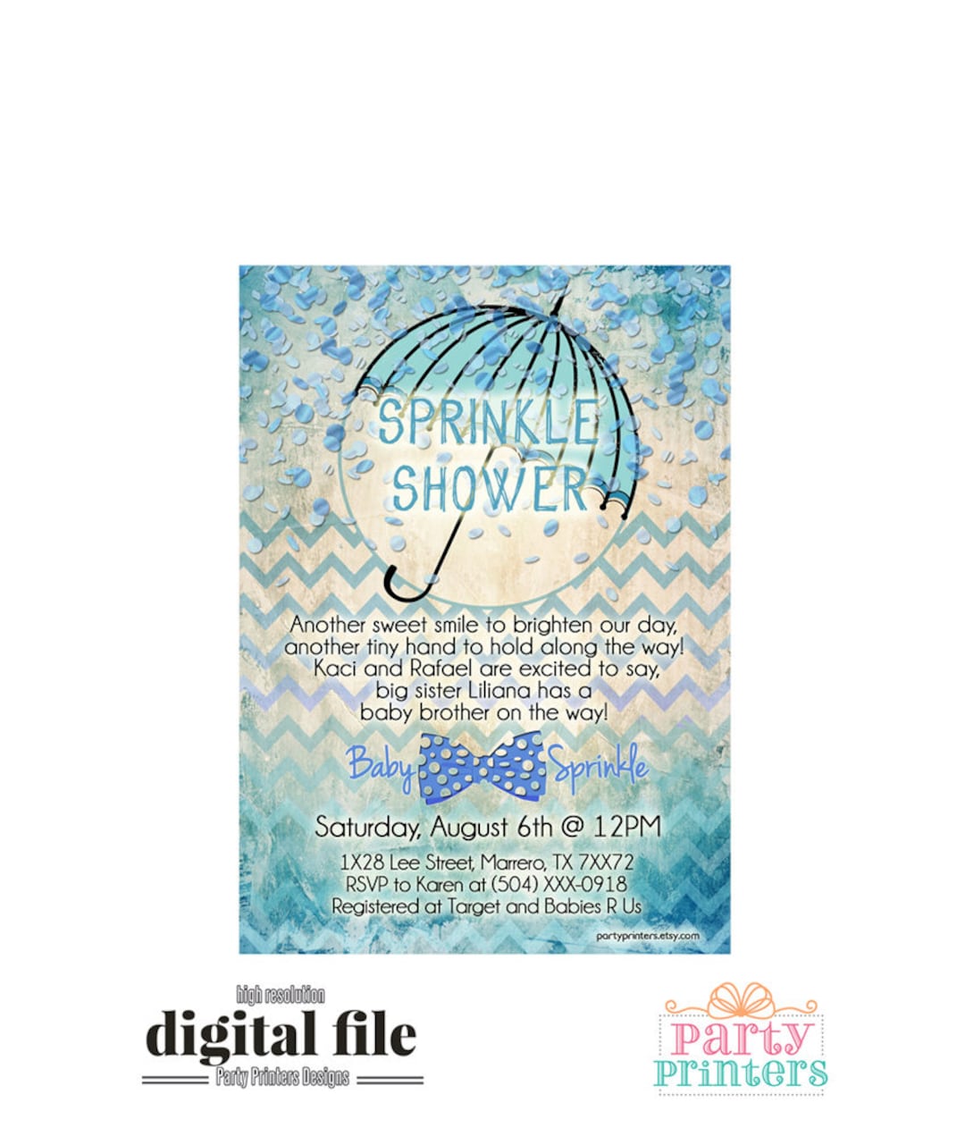 Baby Sprinkle Invitation, Baby Boy Sprinkle Invitation, Baby Shower ...