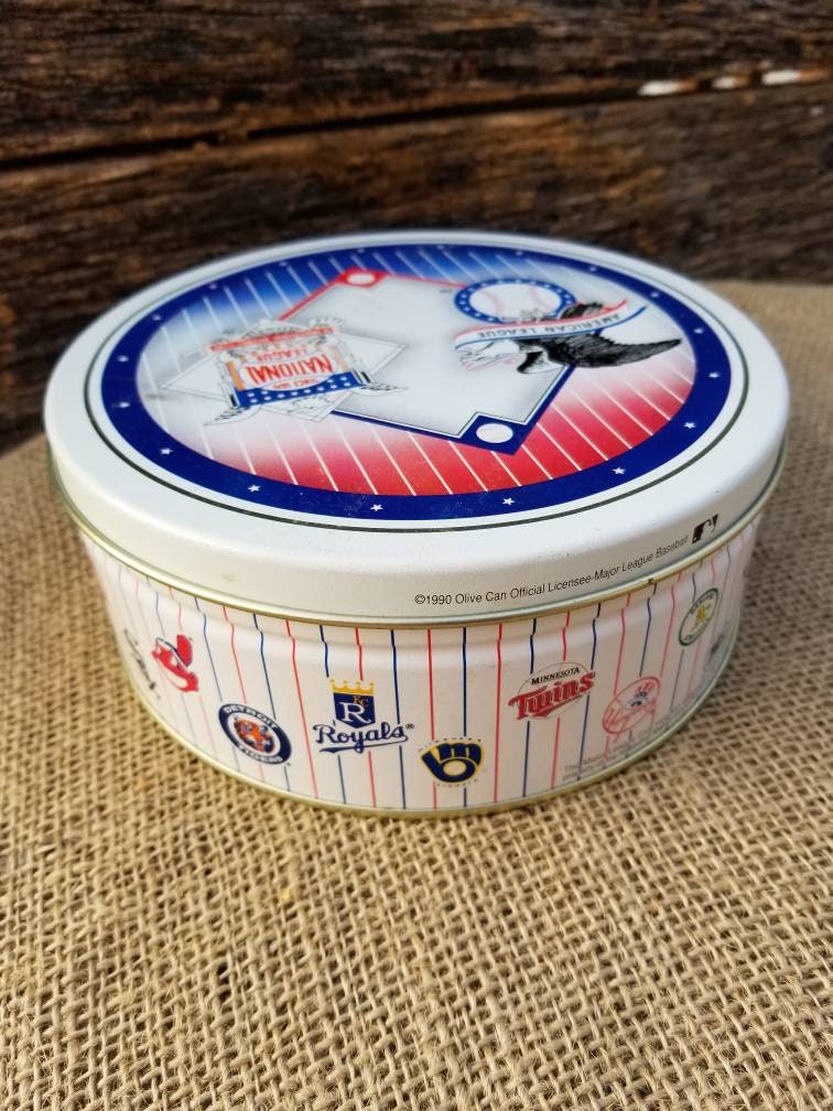Official 1990 Major League Baseball Olive Tin Collectable Baseball Tin ...
