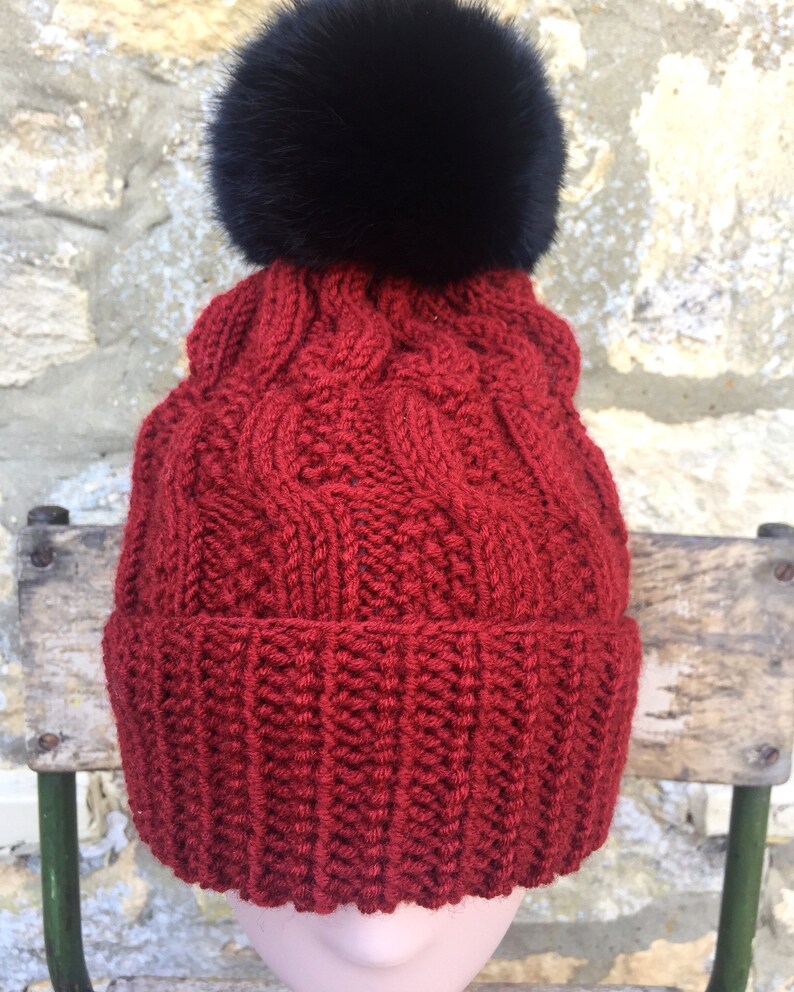Limited Edition luxurious Woolly Hat With Fur Pom Pom/one Size/chunky ...