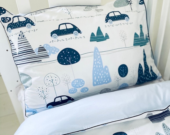 Baby Boy Cot Reversible Bedding Duvet Cover Set , Cars , Mountain and ...