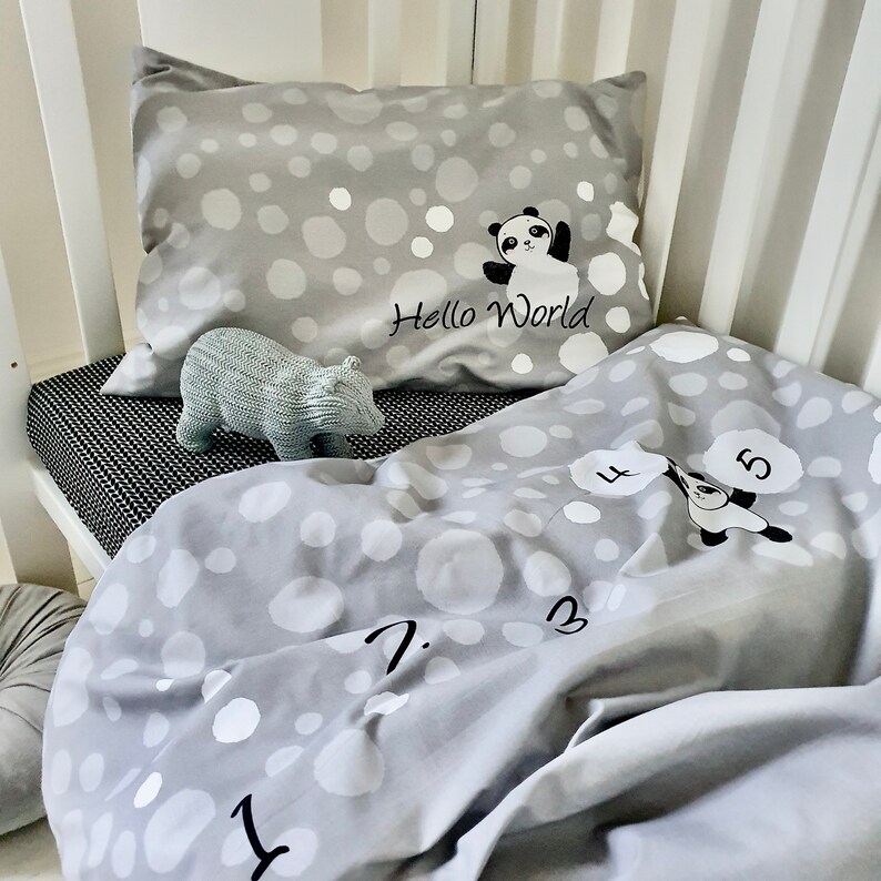 Panda Bear Baby Girl Boy Cot Bedding Set Duvet Cover 90 X - Etsy