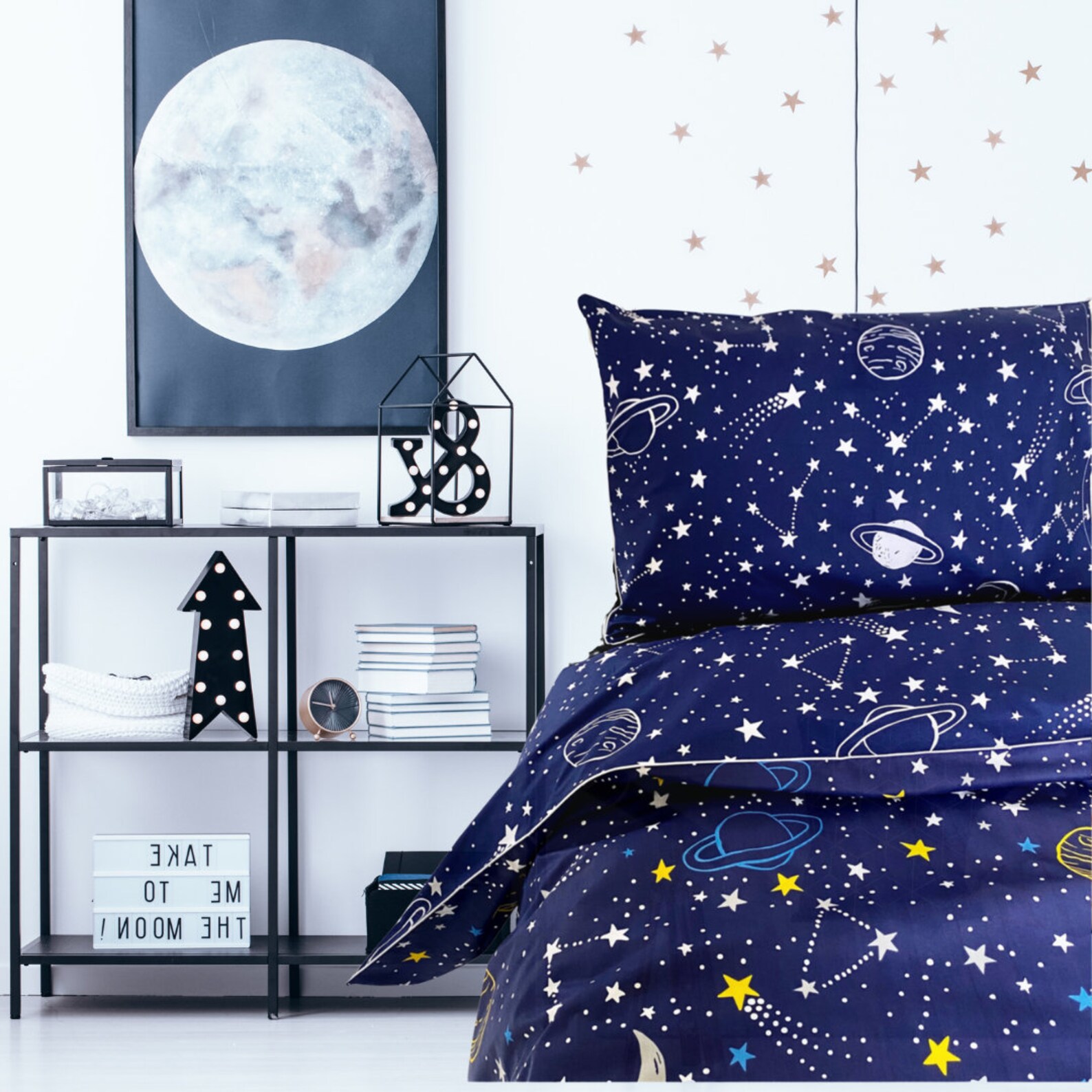 Rockets and Space Boys Single Bedding Set. 100% Cotton. Navy - Etsy
