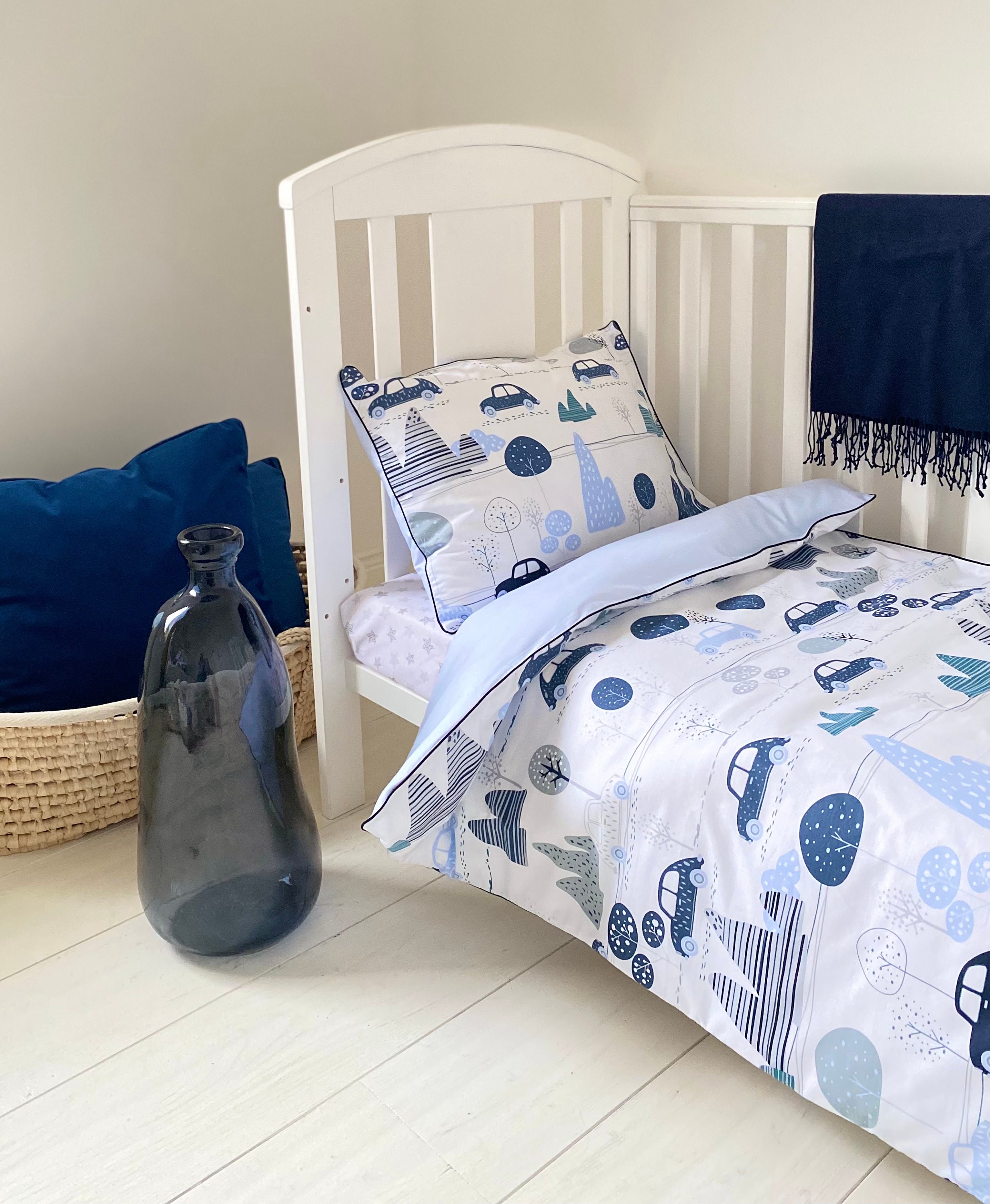 Baby Boy Cot Reversible Bedding Duvet Cover Set Cars - Etsy