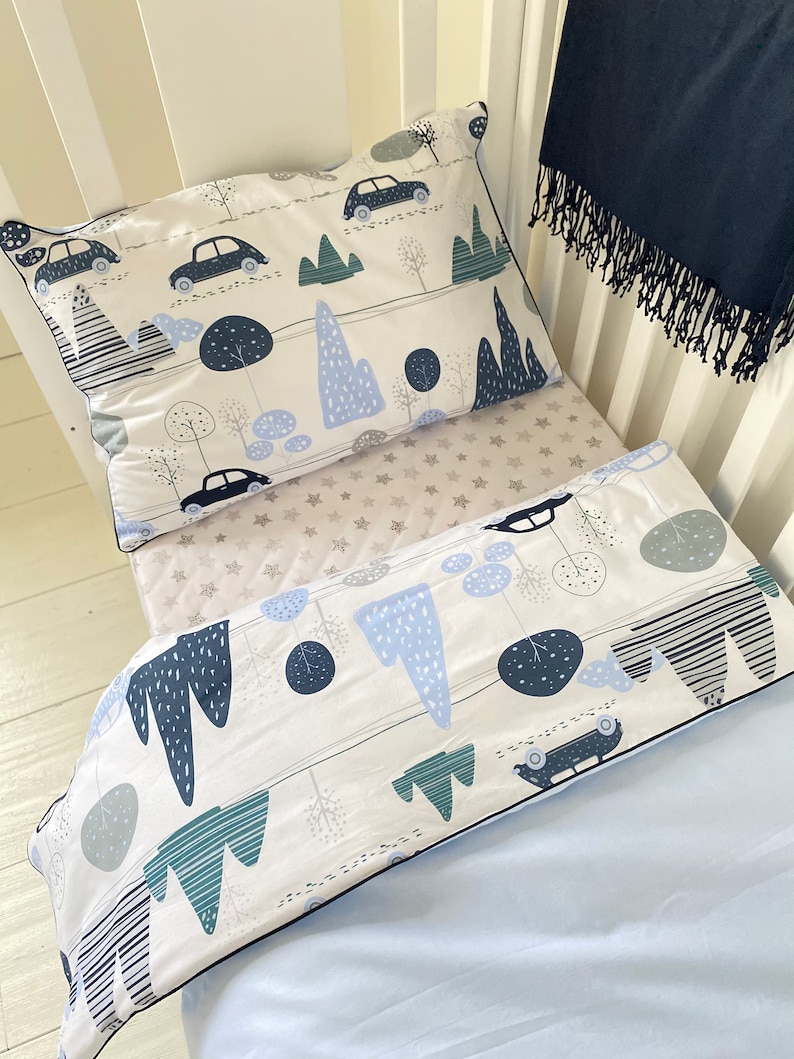 Baby Boy Cot Reversible Bedding Duvet Cover Set Cars | Etsy