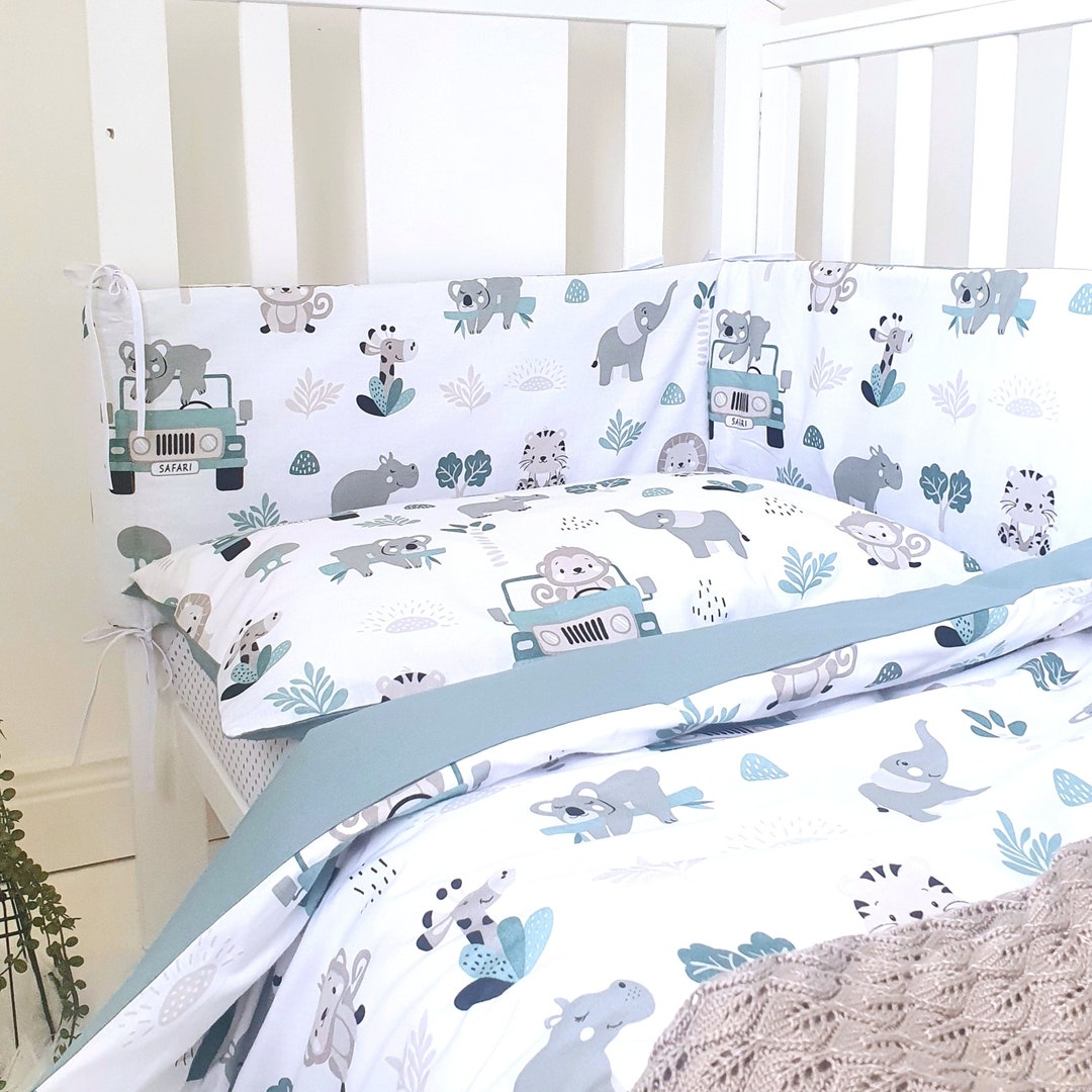 Baby Cot Bedding Duvet Cover , Pillowcase Set ,safari, Jungle, Happy ...