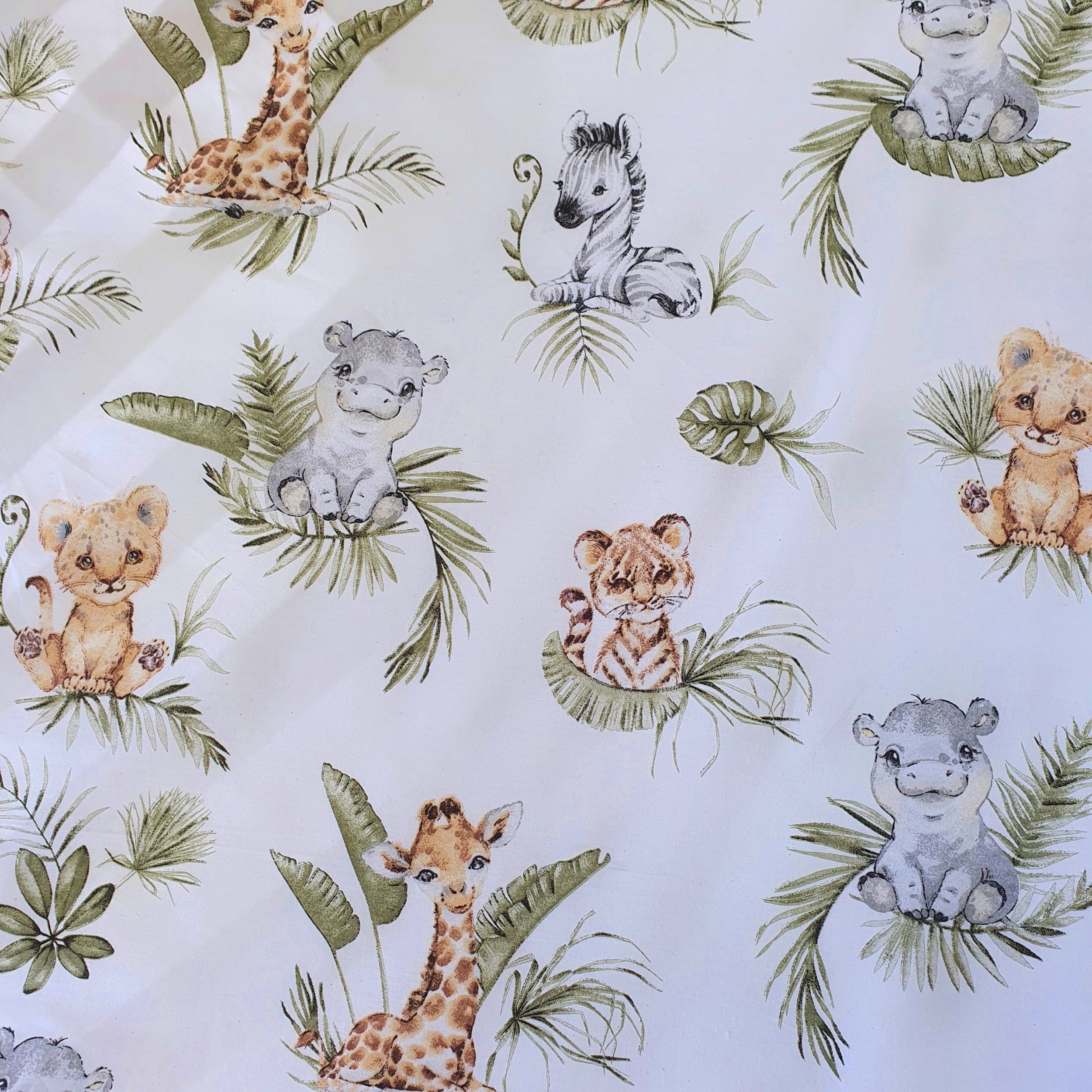 Cute Jungle, Safari Cot-bed-fitted-sheet-100% Cotton, Jungle Friends ...