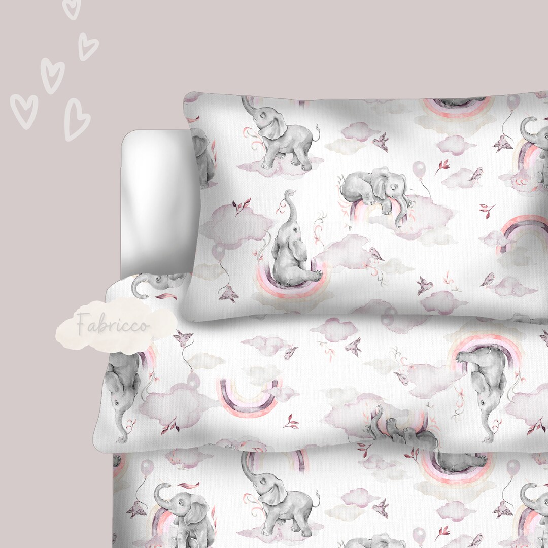Baby Girl Bedding , Pink Watercolour Elephant & Rainbow Baby Bedding ...
