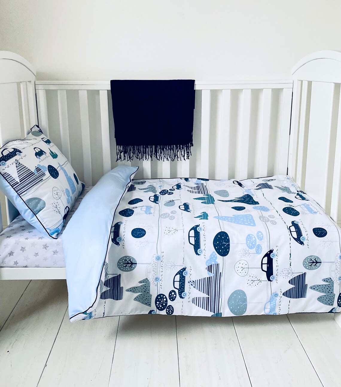 Baby Boy Cot Reversible Bedding Duvet Cover Set Cars - Etsy UK
