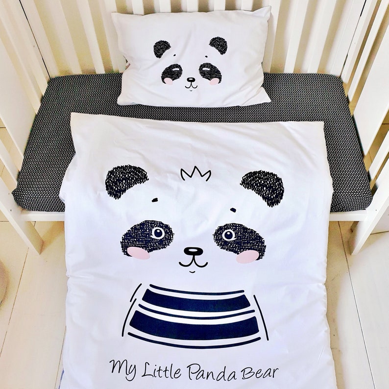 Panda Bear Baby Girl Boy Cot Bedding Set Duvet Cover 90 X - Etsy