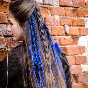 Black-navy Blue Hair-feather Mixed Extensions, Hair Deccoration, Clip ...