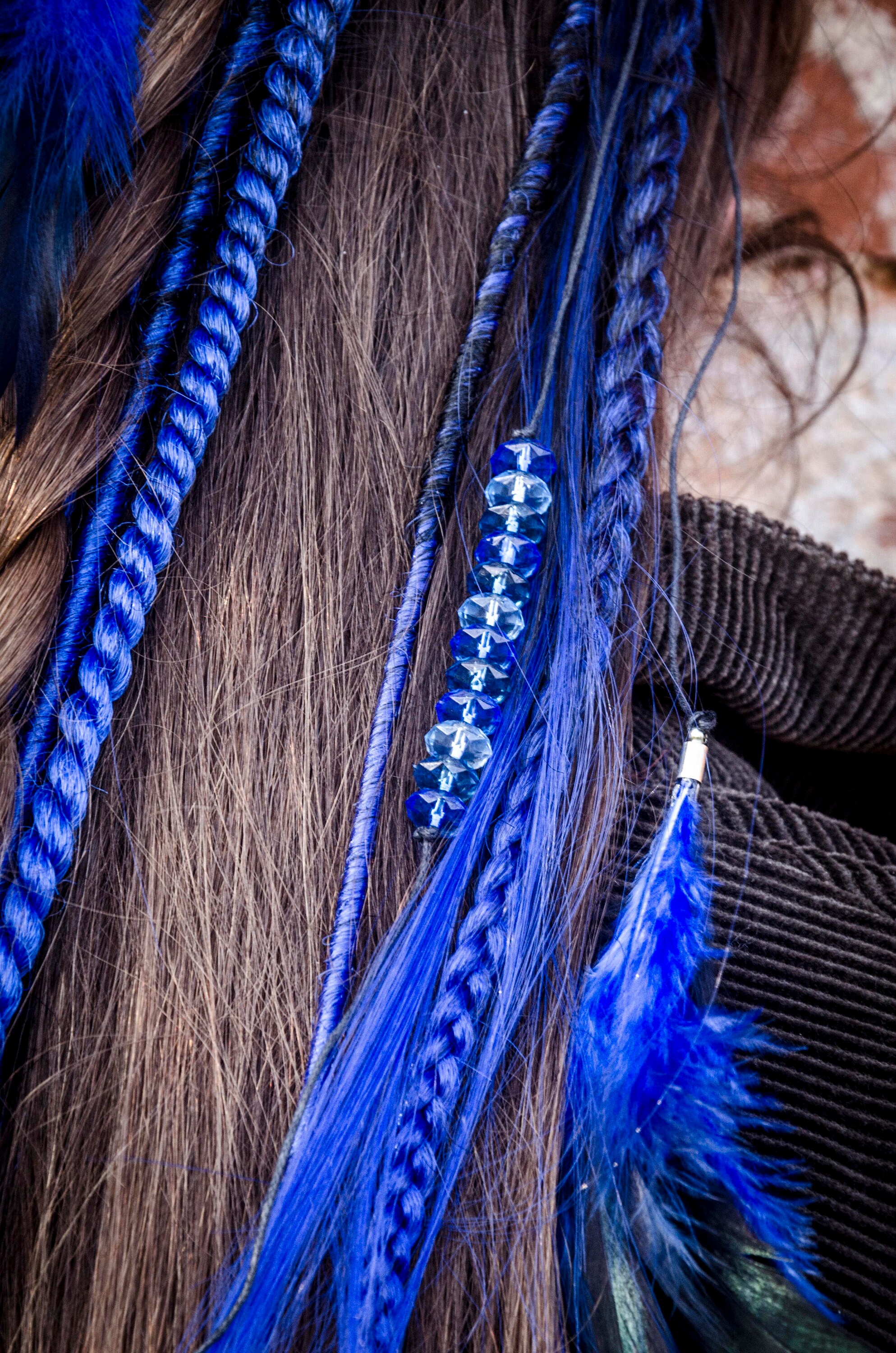 Black-navy blue hair-feather mixed extentions hair | Etsy
