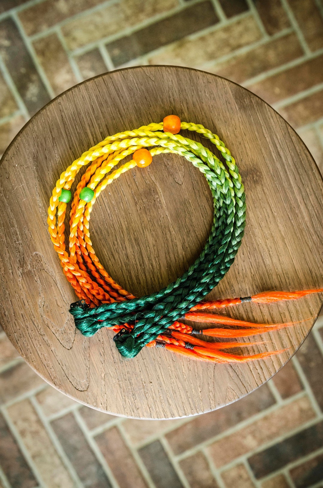 Rasta Green-yellow-dark Orange Clip in Hair Extention - Etsy