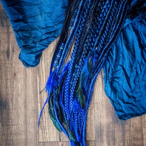 Black-navy Blue Hair-feather Mixed Extensions, Hair Deccoration, Clip ...