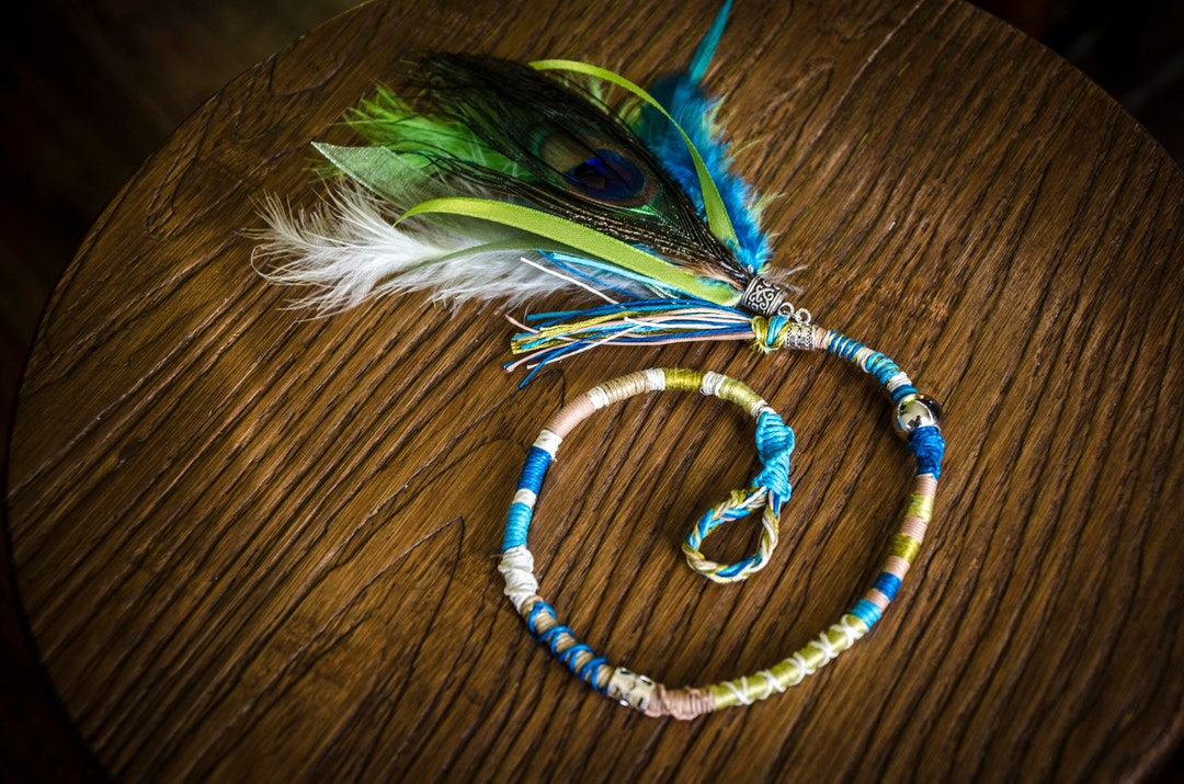 Teal-green-beige Ateba, Boho, Hippie Hair Extention, Hair Wrap for ...