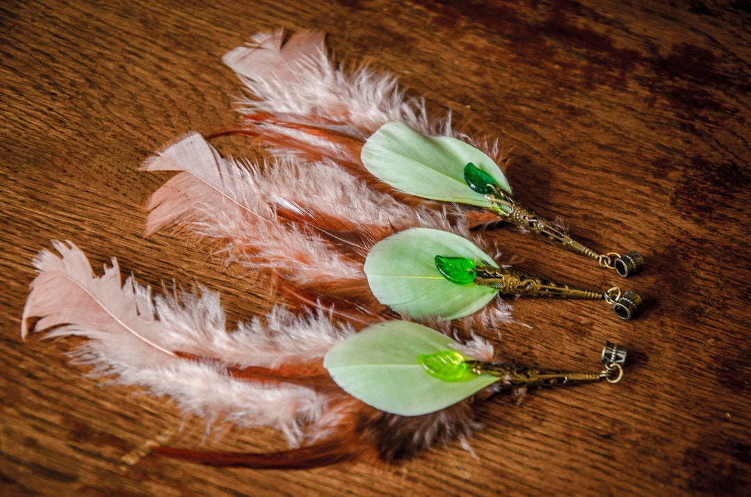 Dread Bead With Natural Feathers for Natural and Synthetic Dreadlocks ...