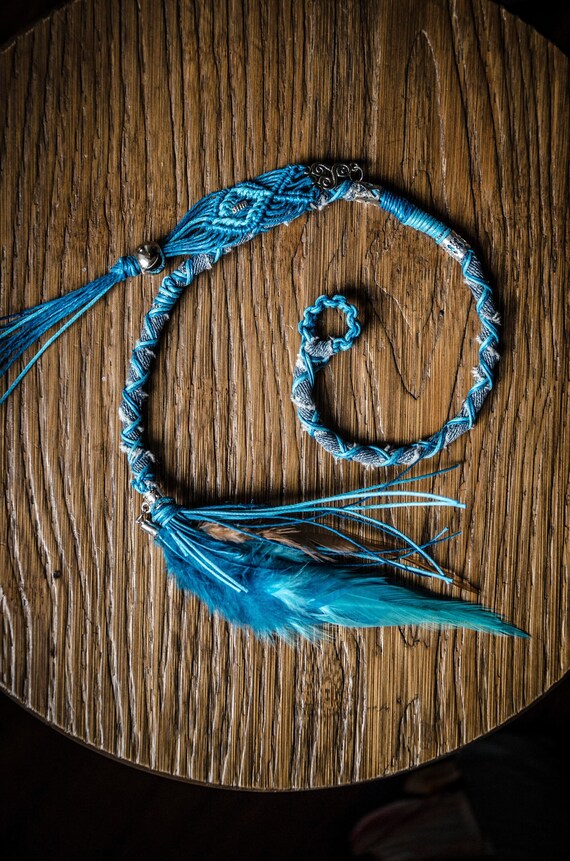Blue-teal Denim Ateba Boho Hippie Hair Extention Hair Wrap - Etsy