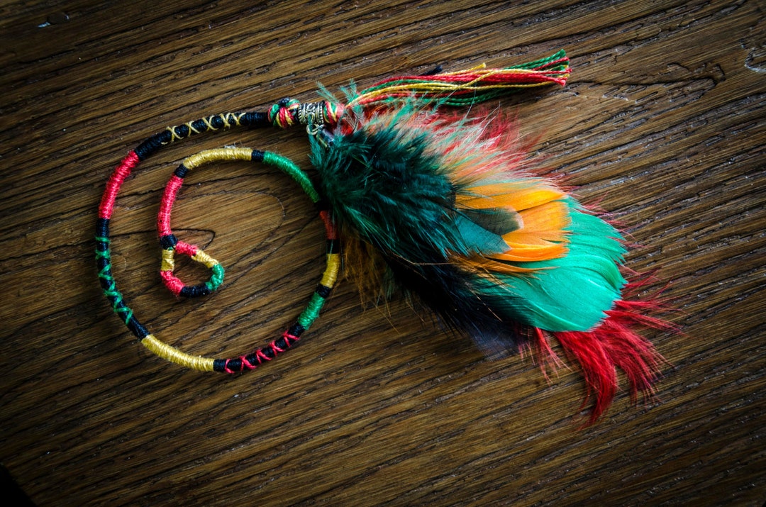 Red-green-yellow Ateba, Boho, Hippie Hair Extention, Hair Wrap for ...