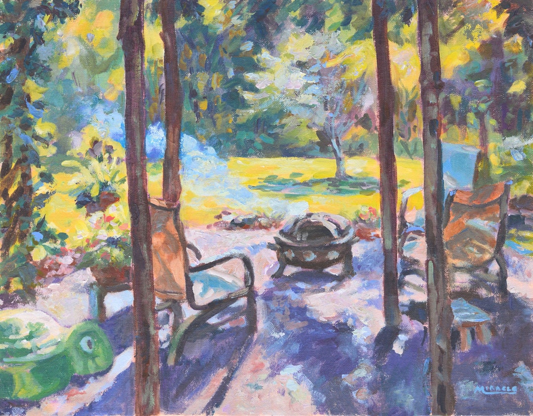 Afternoon Shadows, Original, Painting, 14 X 18, Peaceful, Garden ...