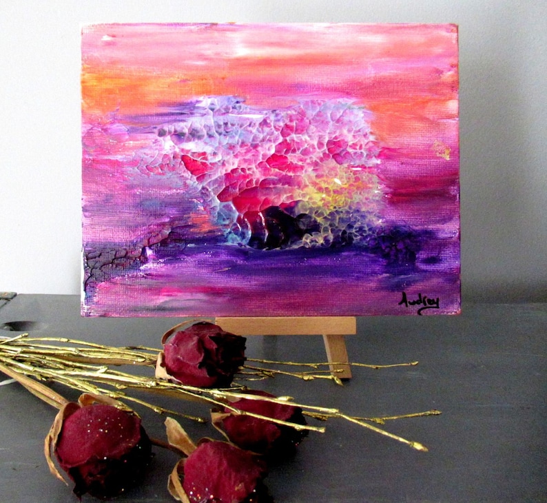 Mini tableau abstrait Art moderne rose Art abstrait | Etsy