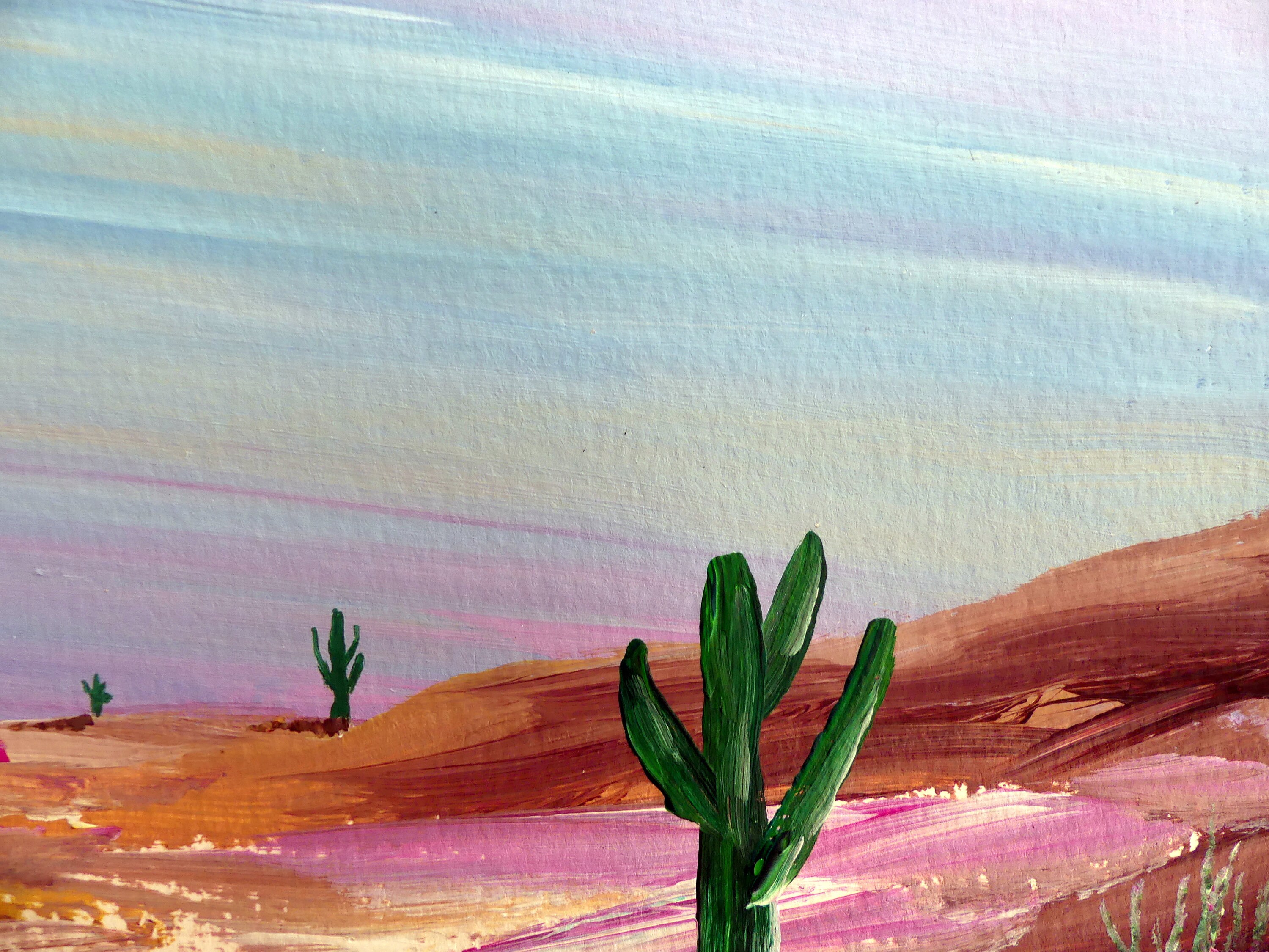 art- Audrey Chal Original American desert painting with cactus and tree ...