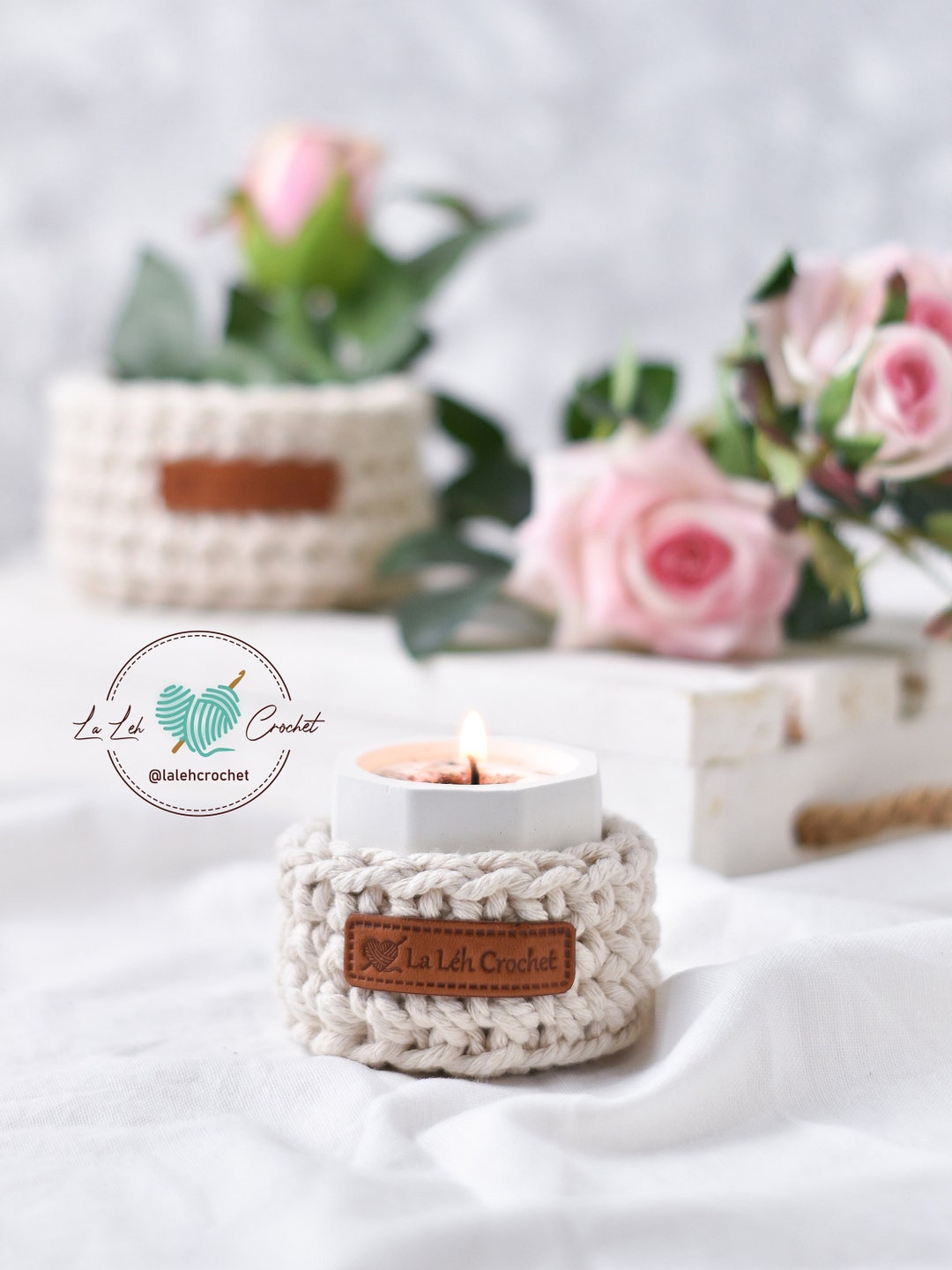 Set of 2 Crochet Candle Holder Crochet Candle Cozy Rustic Home - Etsy